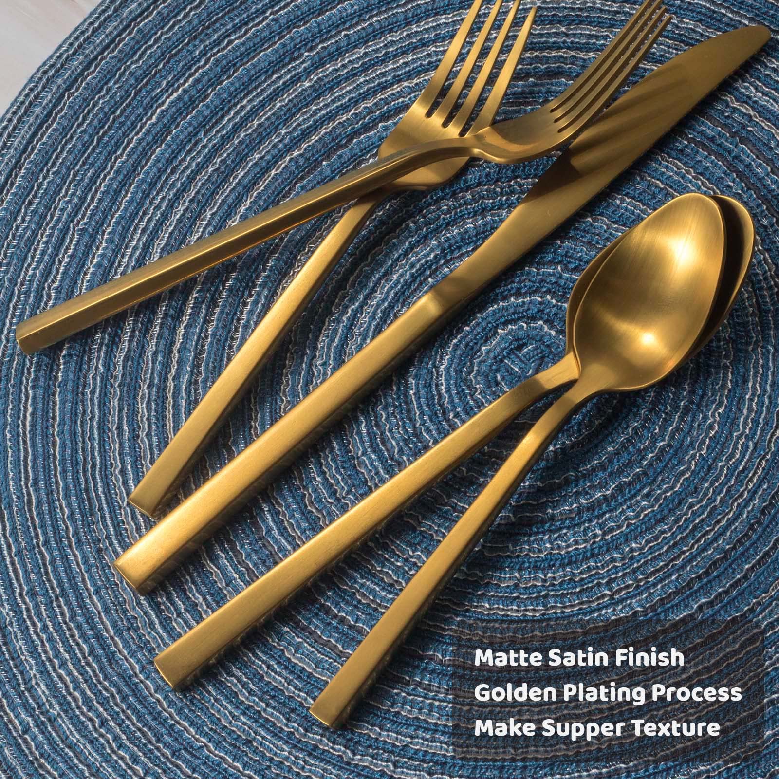20-Piece Cube Golden Stainless Steel Flatware Set