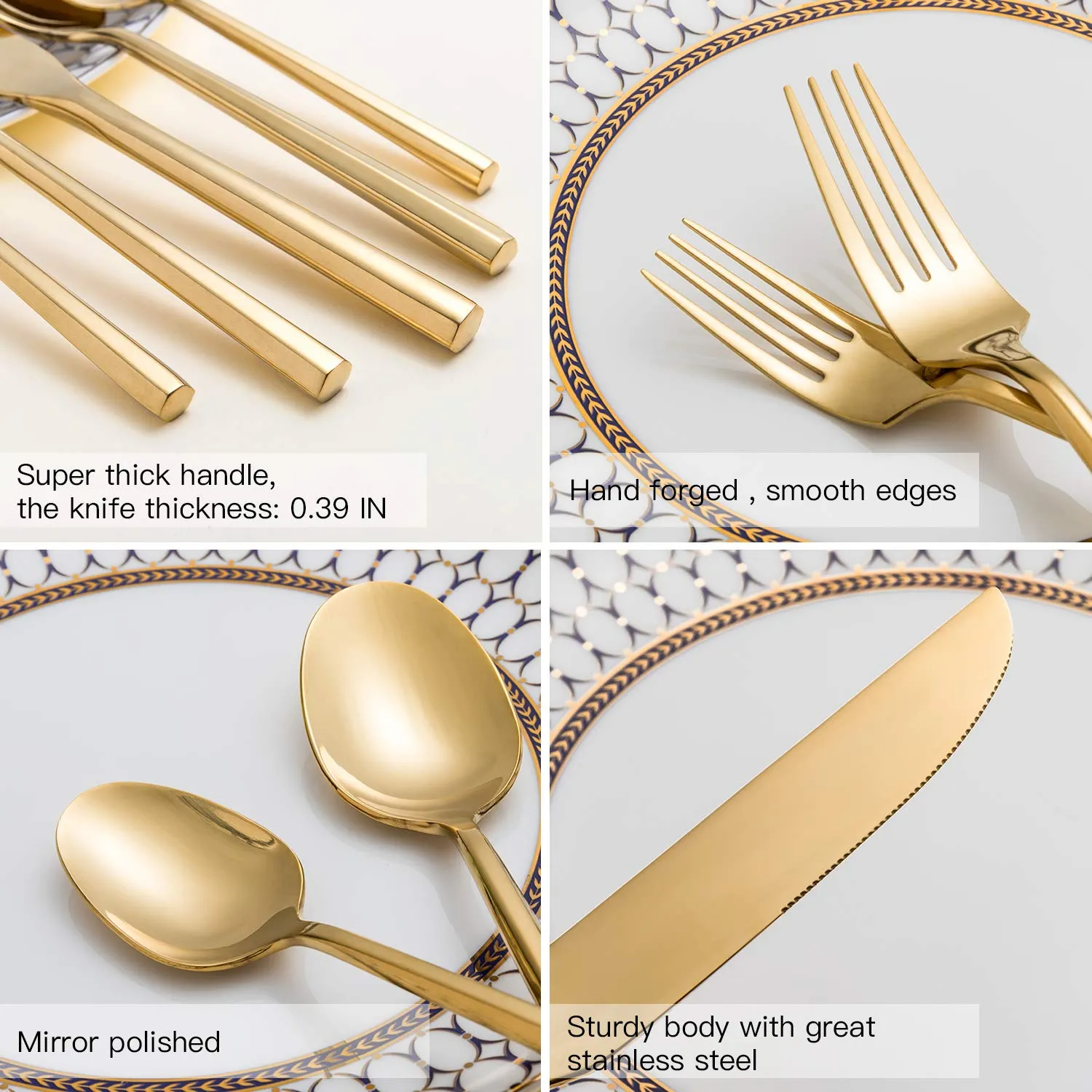 20 Piece Stainless Steel Flatware Set Cutlery Set Shiny Gold